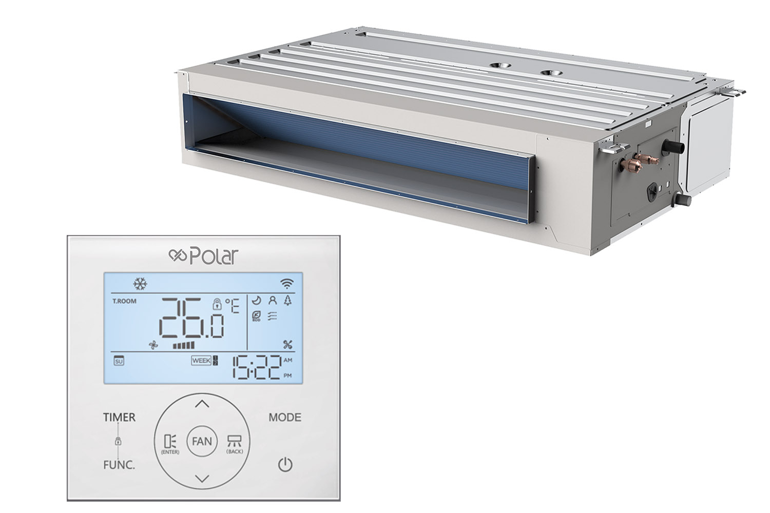 Polar Optimum 100SDQO mono légcsatornázható split inverteres klímaszett ...
